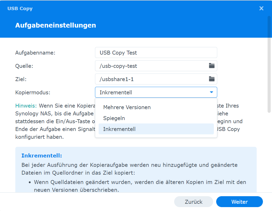 Synology NAS, USB Copy - blog.admin-intelligence.de