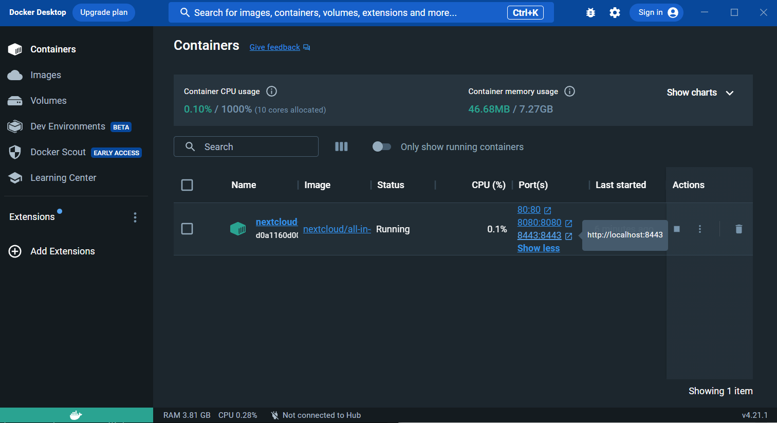 Nextcloud Server unter Windows betreiben, mit Docker Desktop - blog.admin-intelligence.de