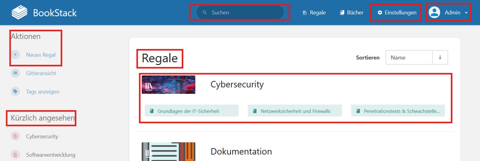 Bookstack - Übersicht über Funktionen